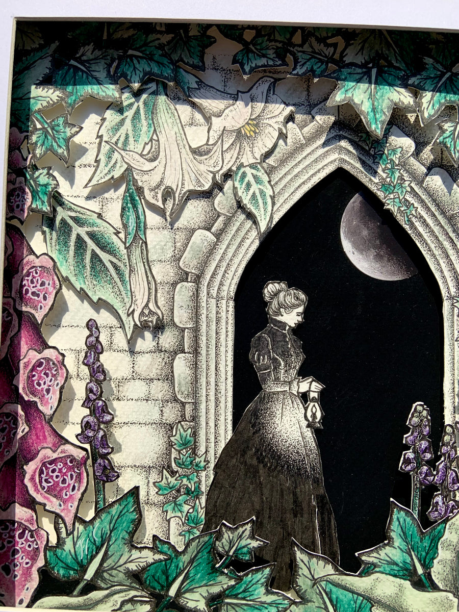 Victorian Gothic Garden Papercut Box Frame Art – A Forest of Shadows